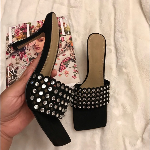 Shoes | New Jeweled Black Mule 7 | Poshmark